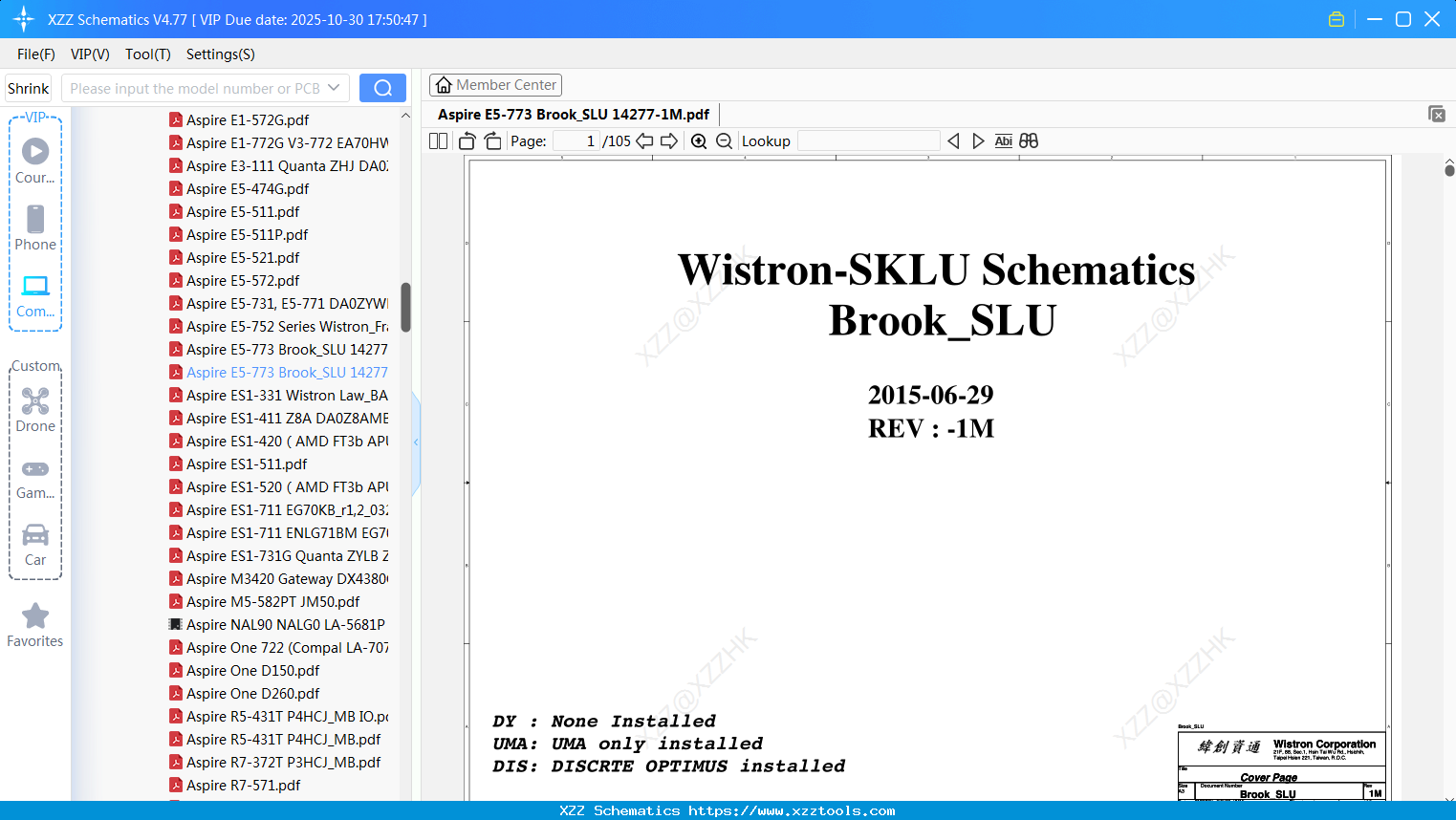 Laptop ACER Aspire E5-773 Brook_SLU 14277-1M - XZZ Schematics