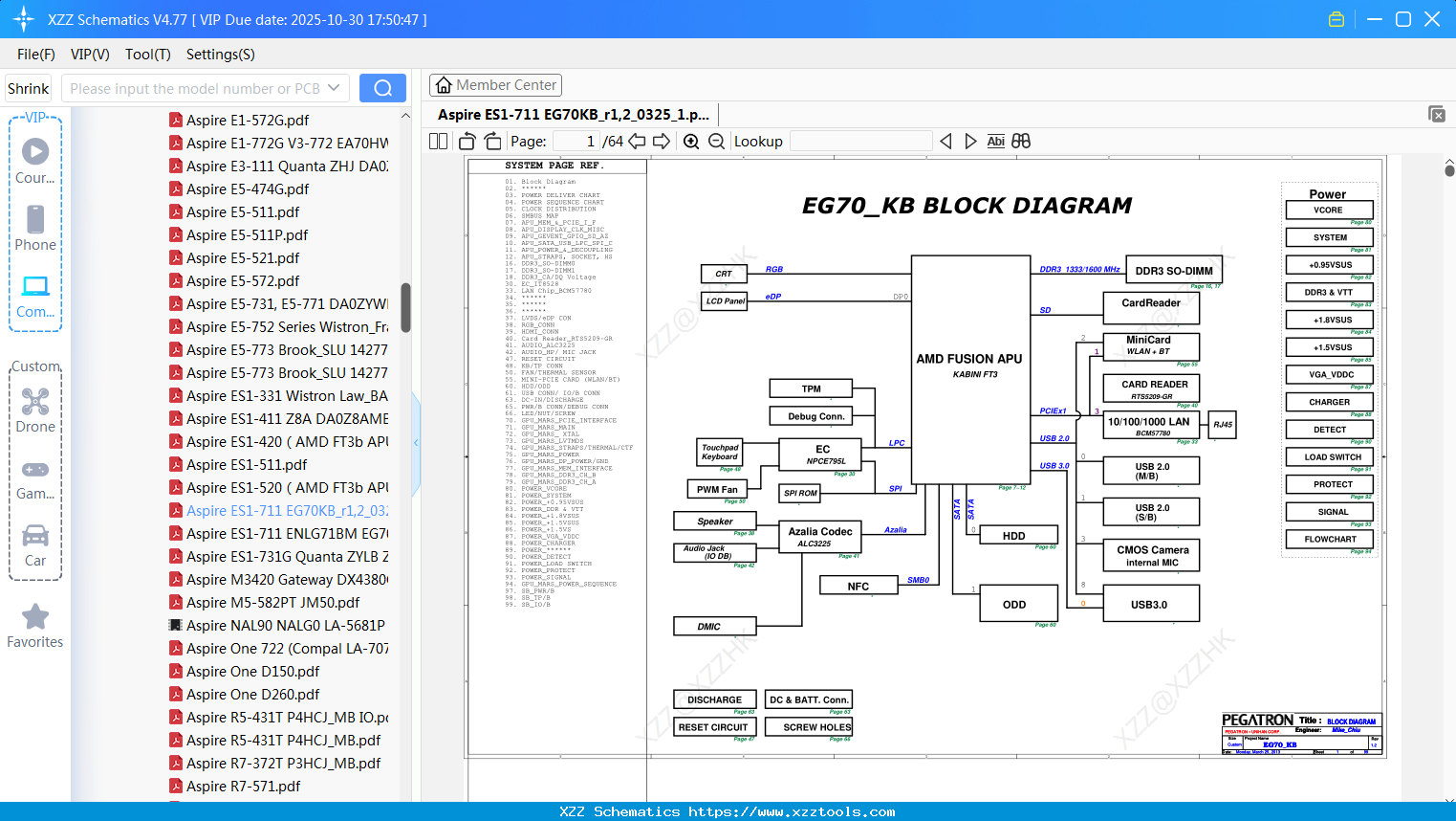 Laptop ACER Aspire ES1-711 EG70KB_r1,2_0325_1 - XZZ Schematics