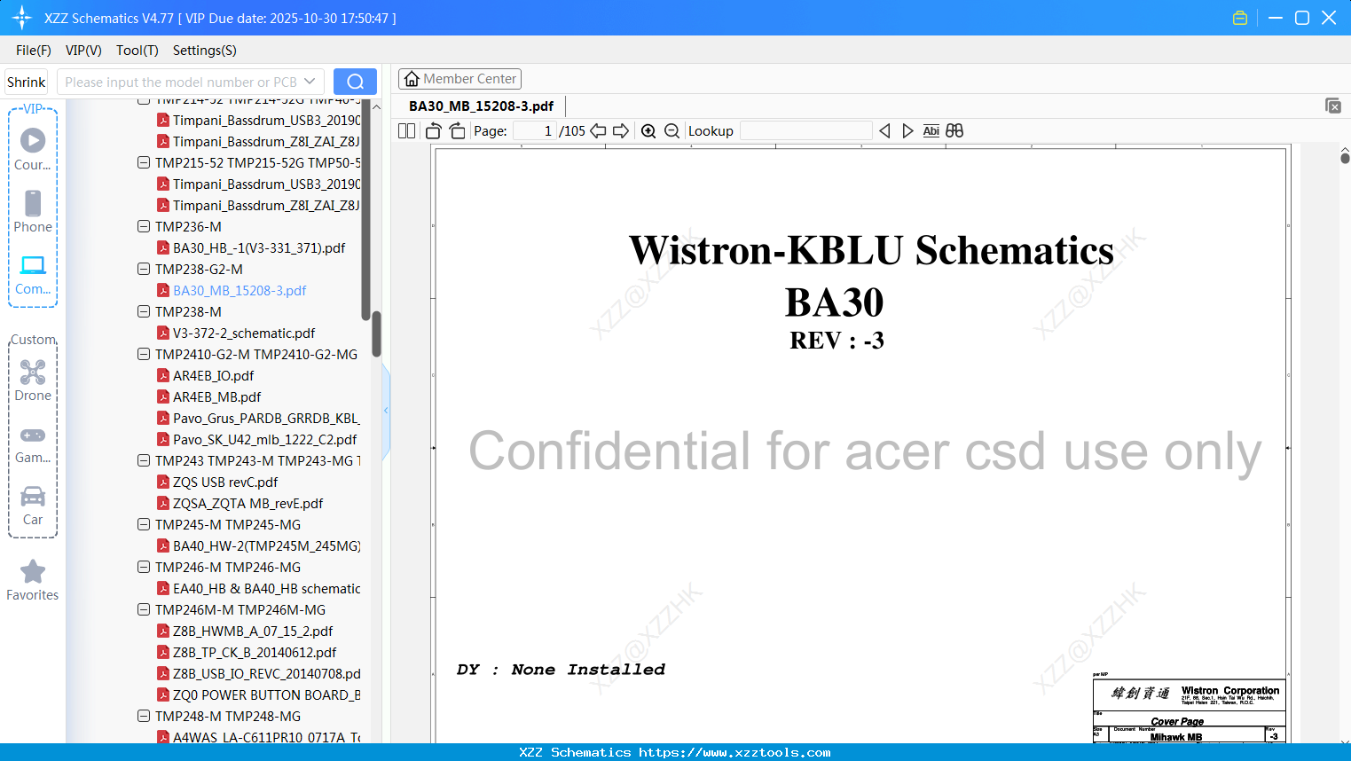 Laptop ACER BA30_MB_15208-3 - XZZ Schematics