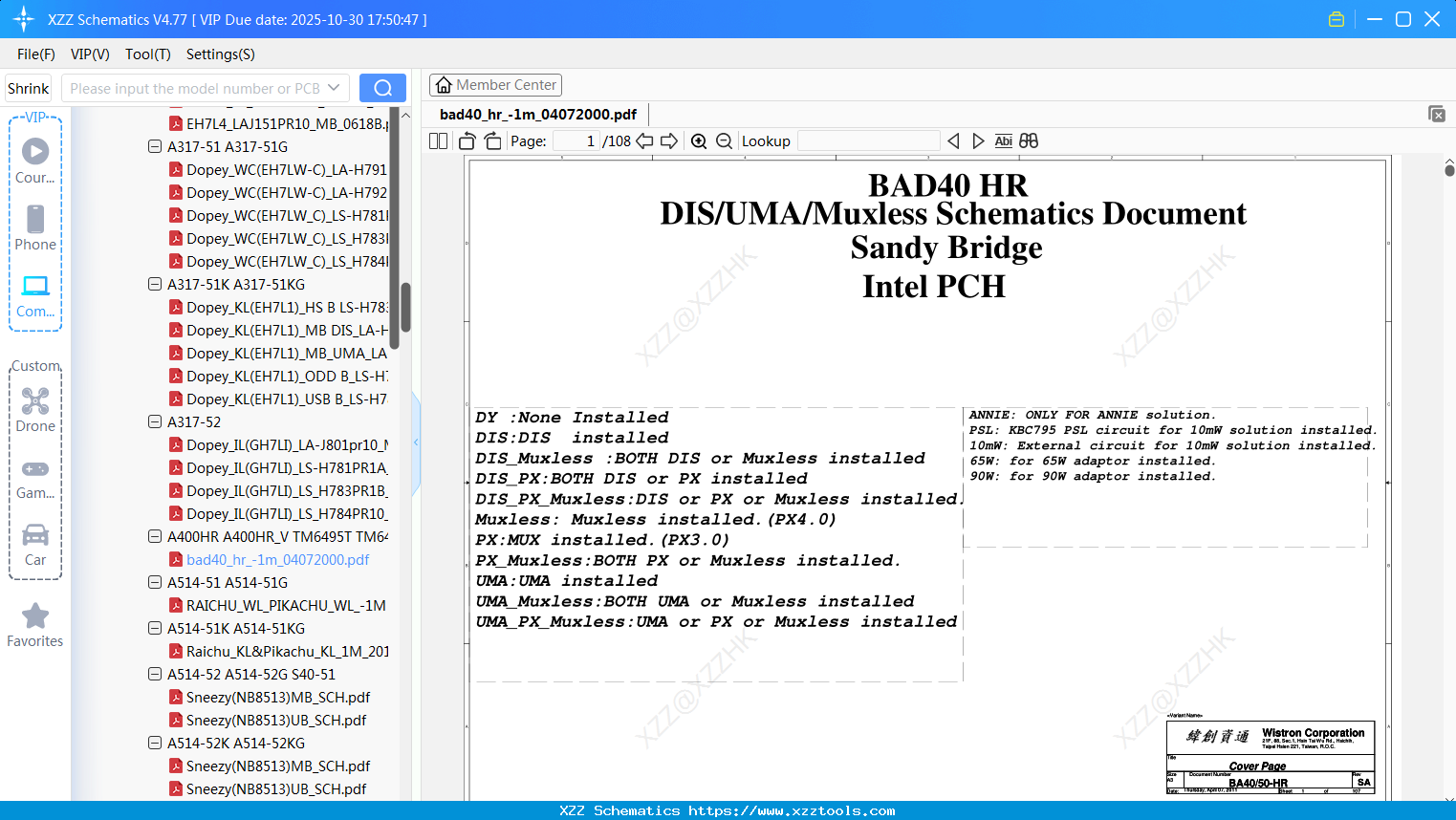 Laptop ACER Bad40_hr_-1m_04072000 - XZZ Schematics