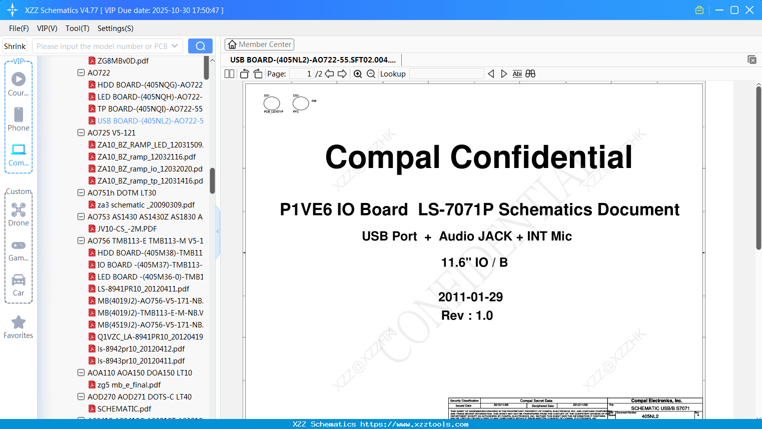 Laptop ACER USB BOARD-(405NL2)-AO722-55.SFT02.004 - XZZ Schematics