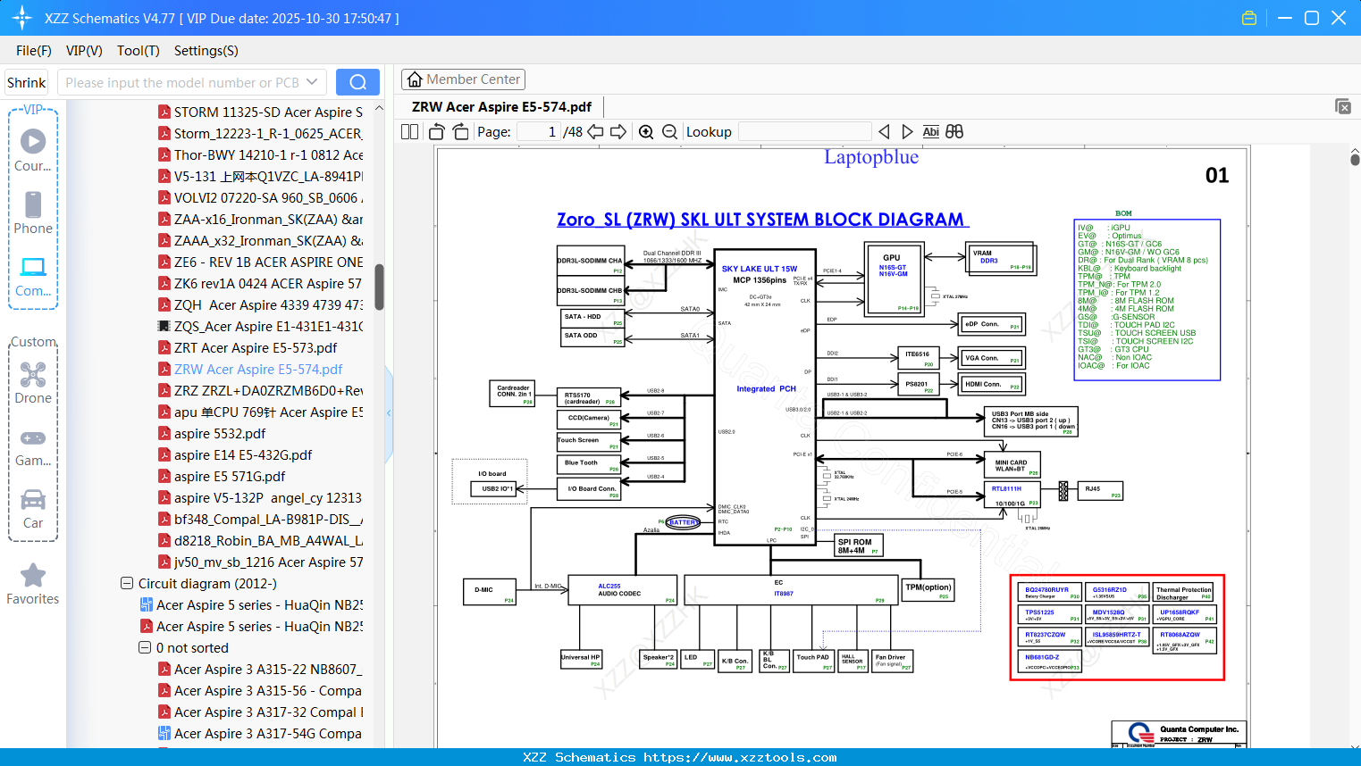 Laptop ZRW Acer Aspire E5-574 - XZZ Schematics