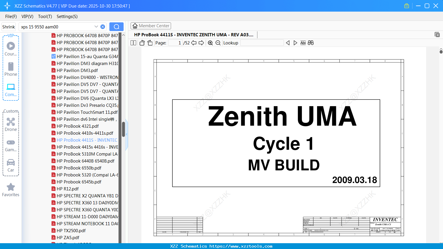 Laptop HP ProBook 4411S - INVENTEC ZENITH UMA - REV A03 - XZZ Schematics