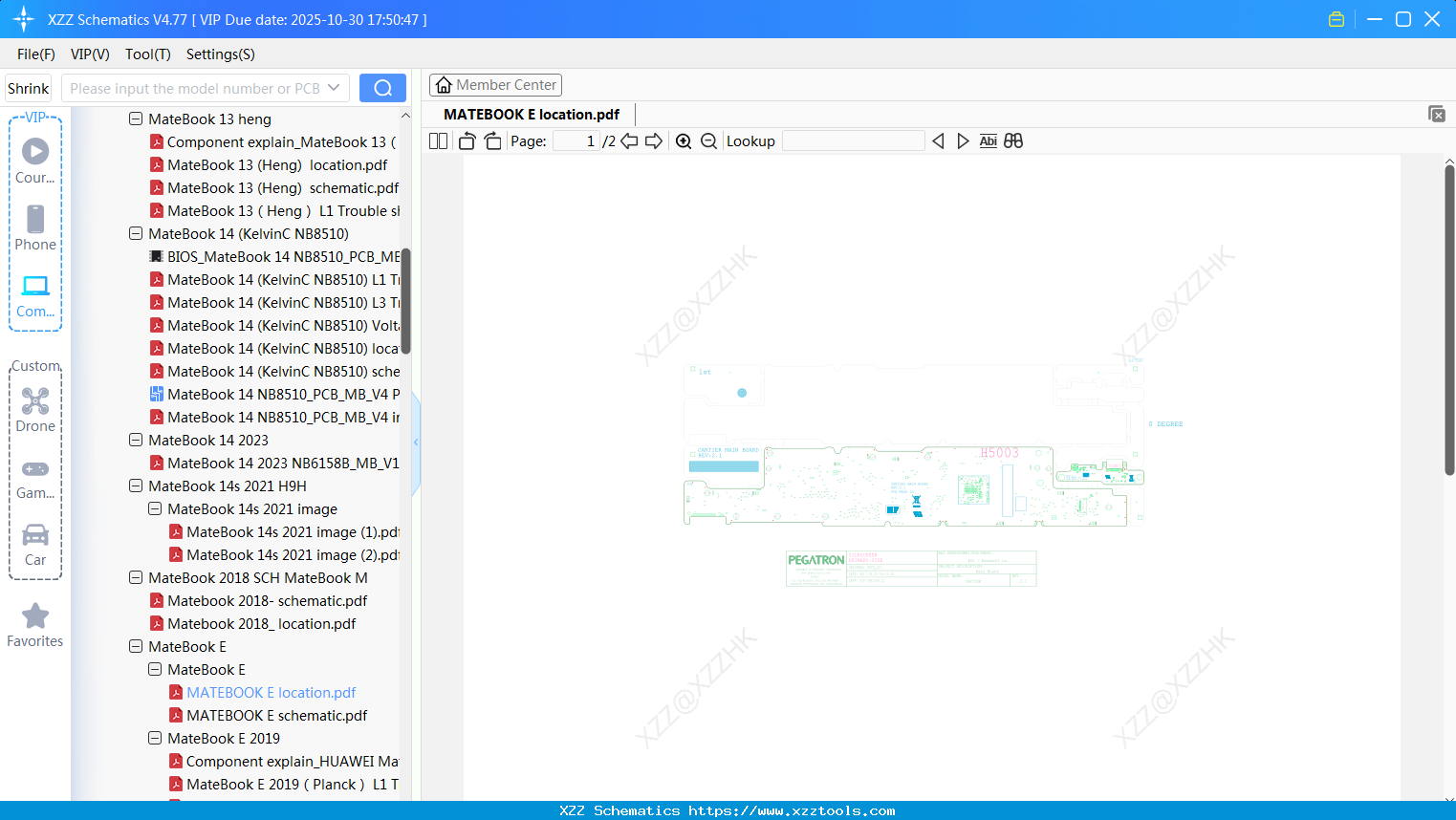 Laptop HUAWEI MATEBOOK E Location - XZZ Schematics