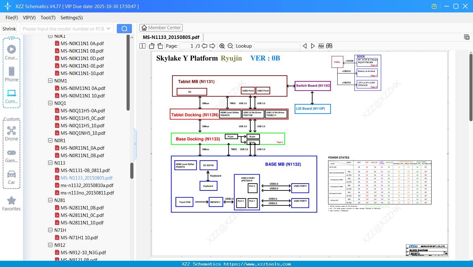 Laptop MSI MS-N1133_20150805 - XZZ Schematics