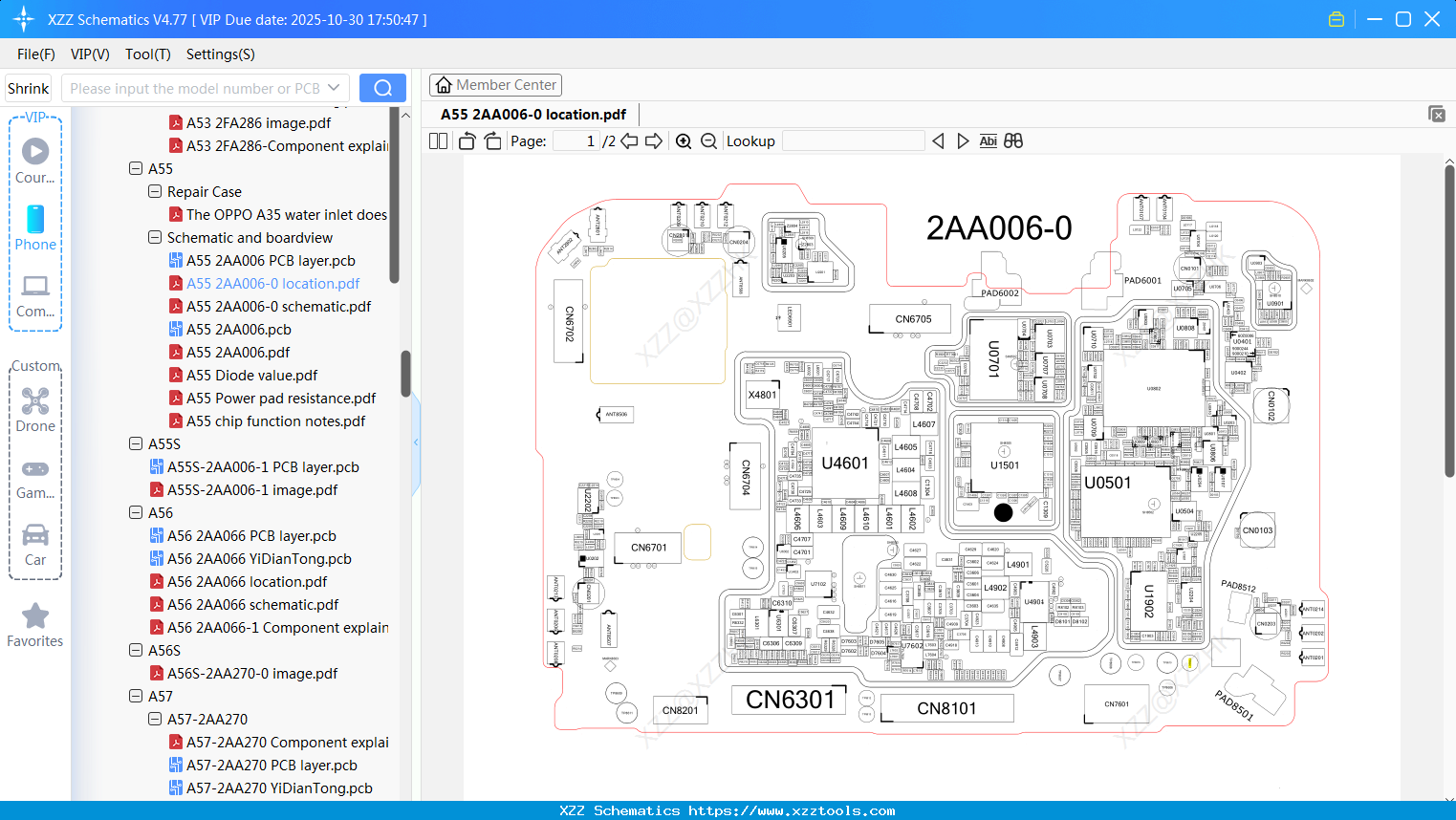 OPPO A55 2AA006-0 Location - XZZ Schematics