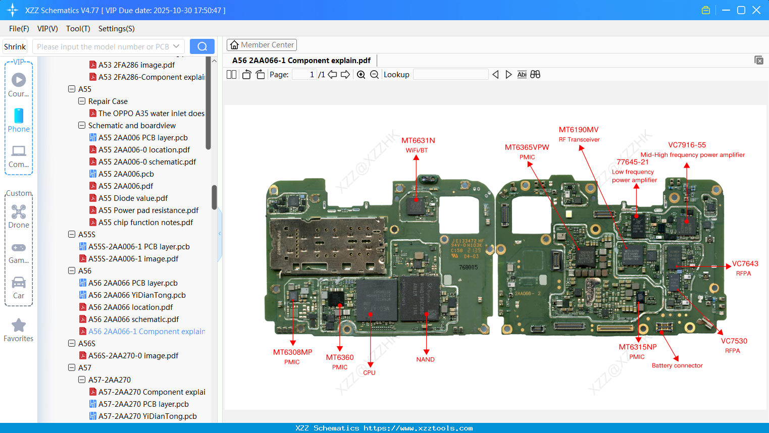 OPPO A56 2AA066-1 Component Explain - XZZ Schematics