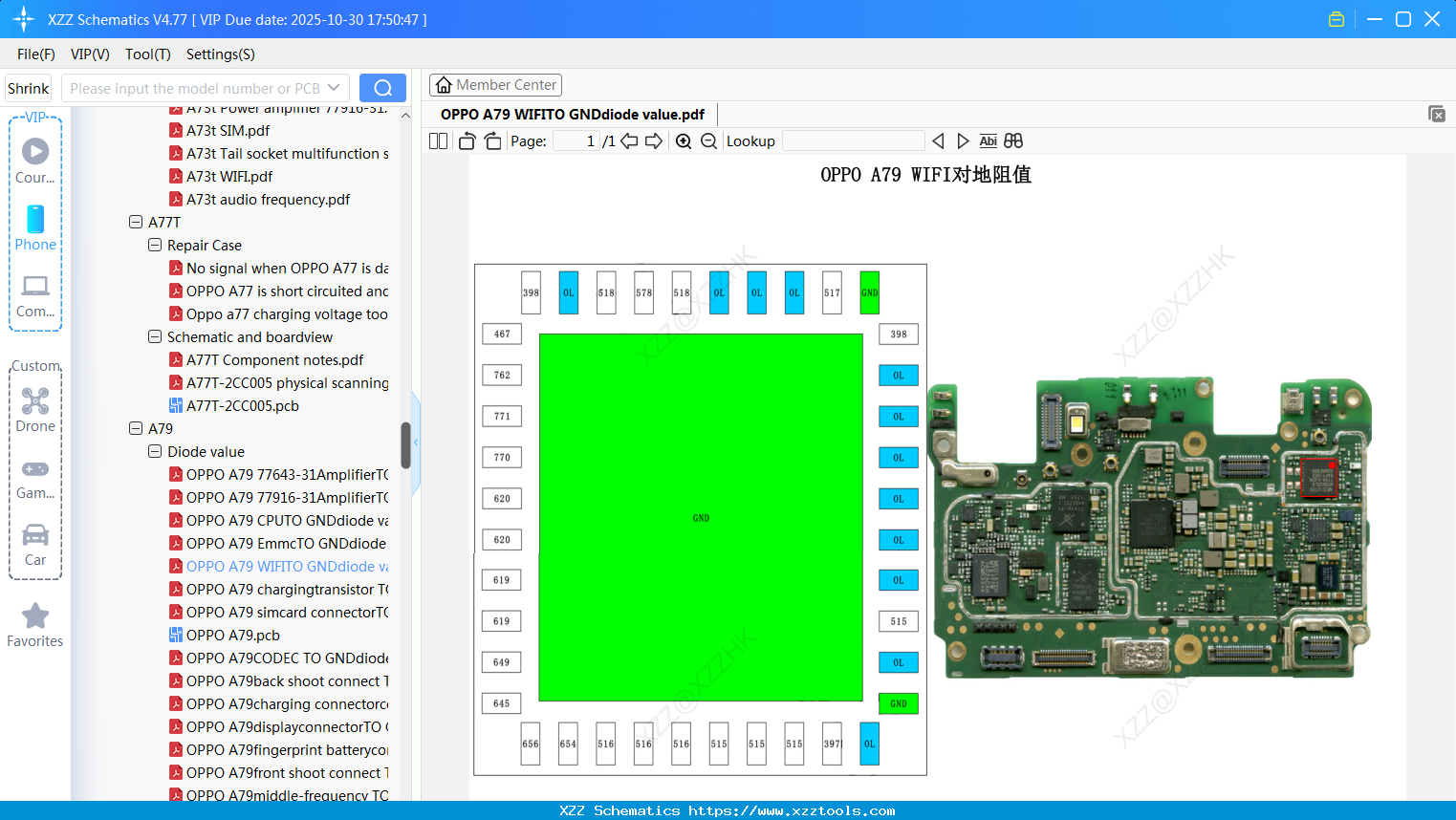 OPPO A79 WIFITO GNDdiode Value - XZZ Schematics
