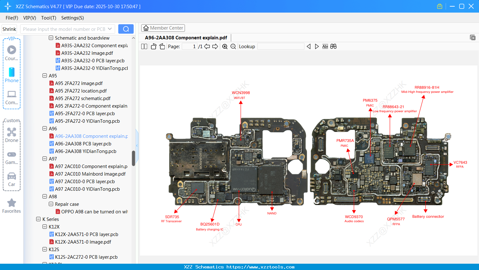 OPPO A96-2AA308 Component Explain - XZZ Schematics