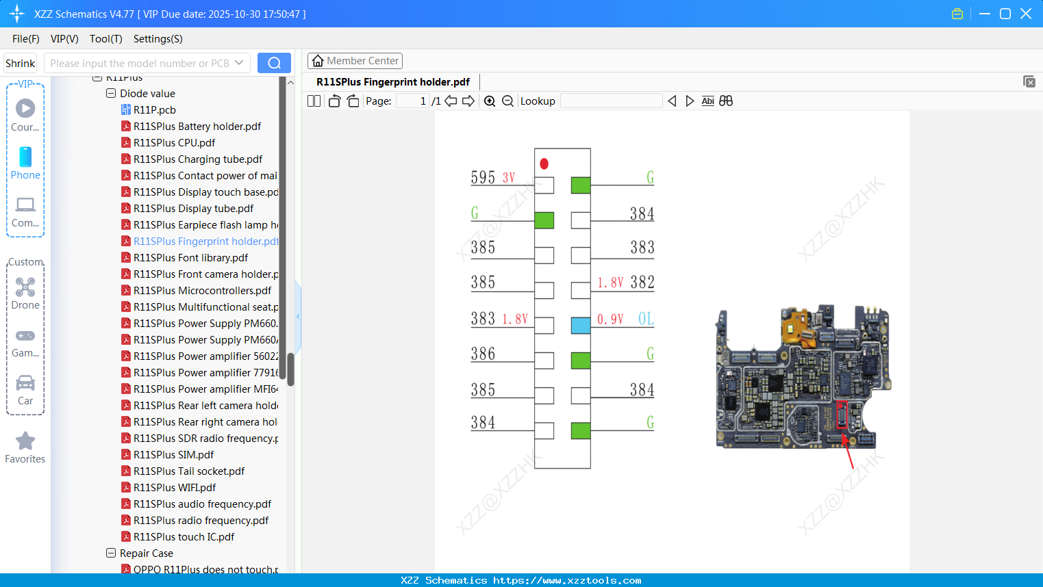 OPPO R11SPlus Fingerprint Holder - XZZ Schematics