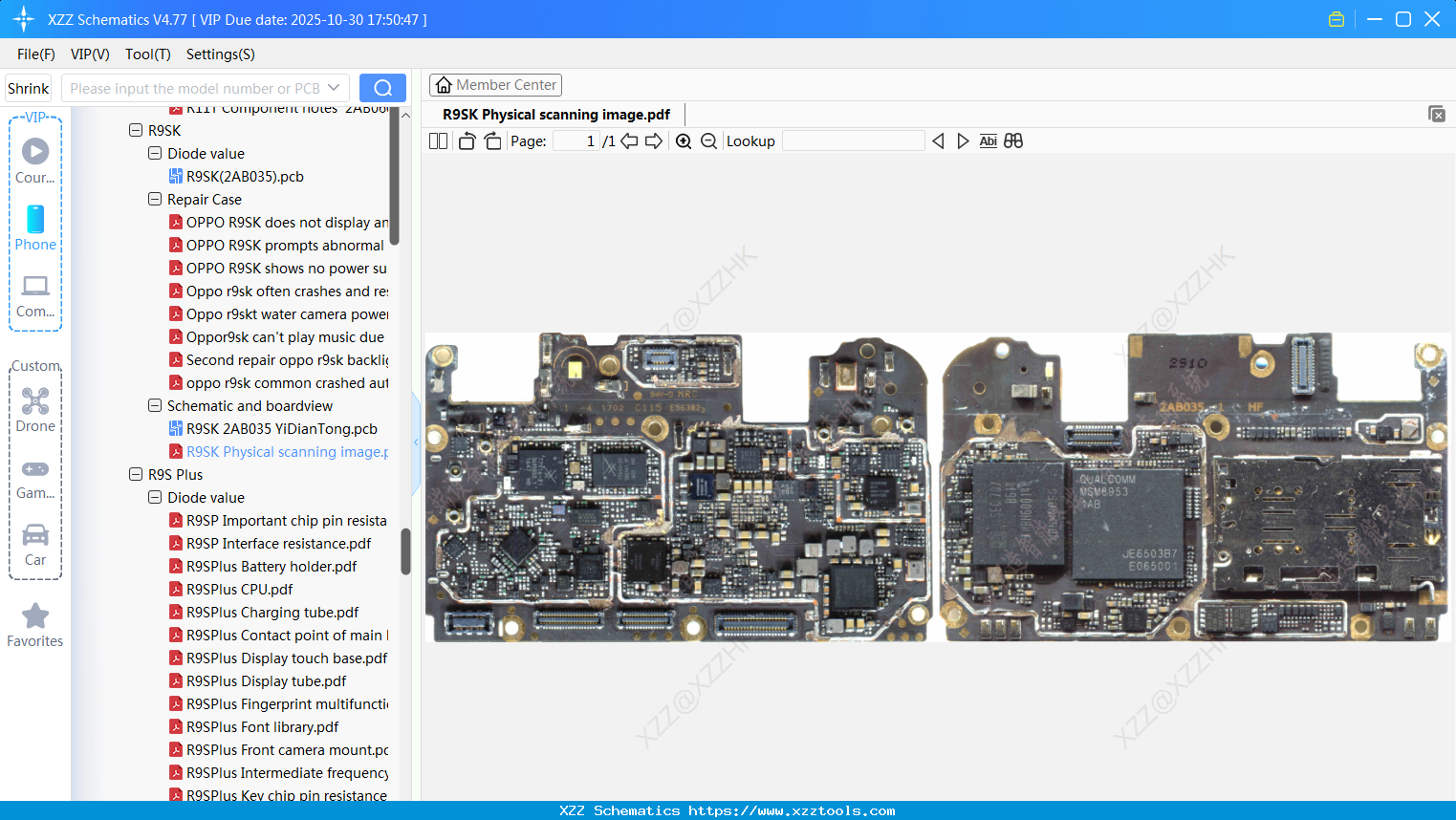 OPPO R9SK Physical Scanning Image - XZZ Schematics