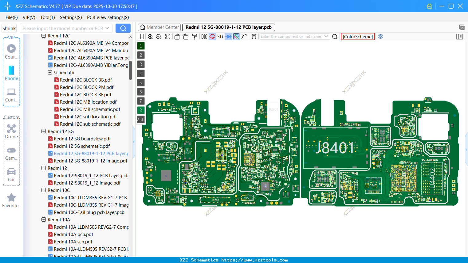 Xiaomi Redmi 12 5G-88019-1-12 PCB Layer - XZZ Schematics