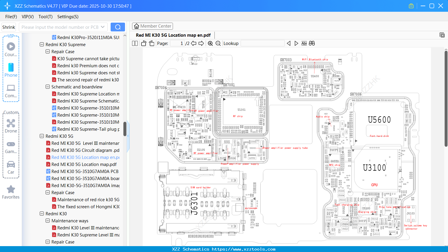 Xiaomi Redmi K30 5G Location Map En - XZZ Schematics