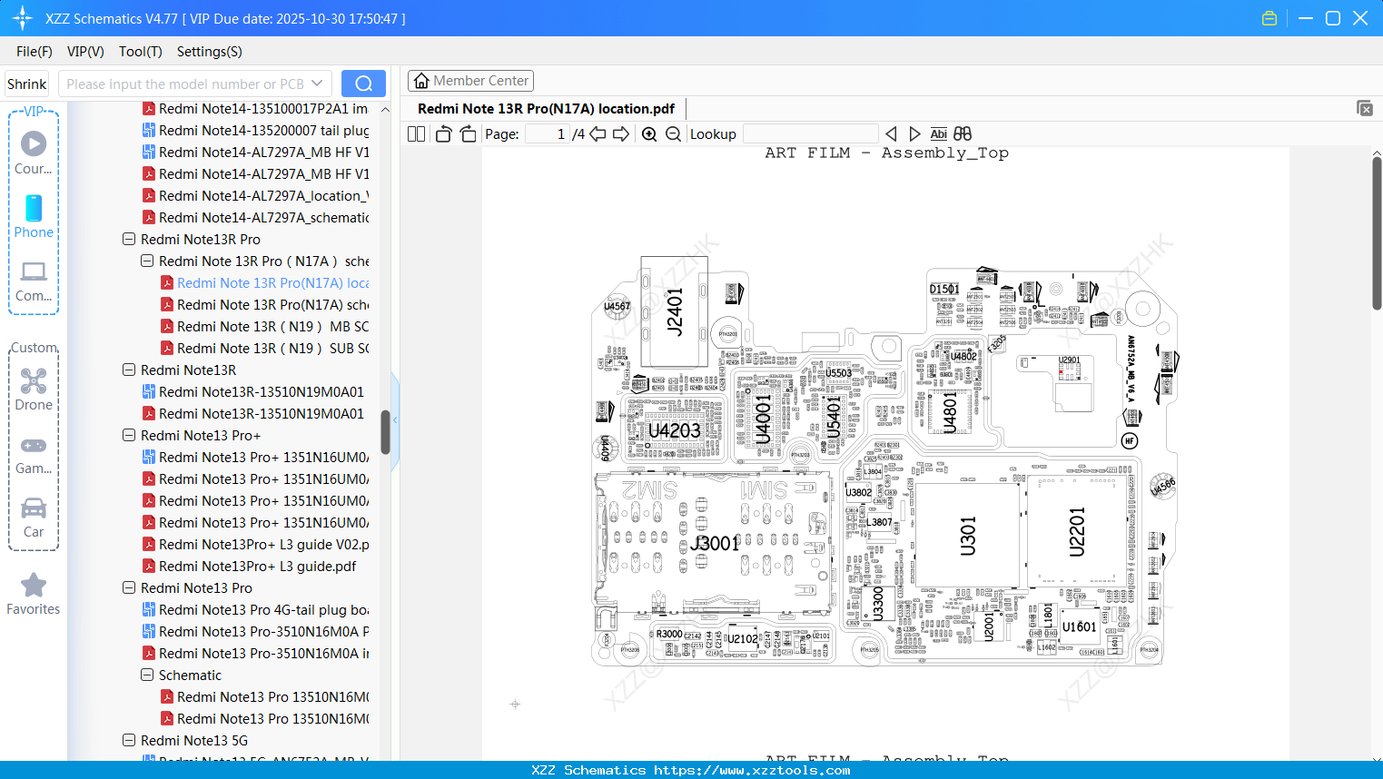 Xiaomi Redmi Note 13R Pro(N17A) Location - XZZ Schematics