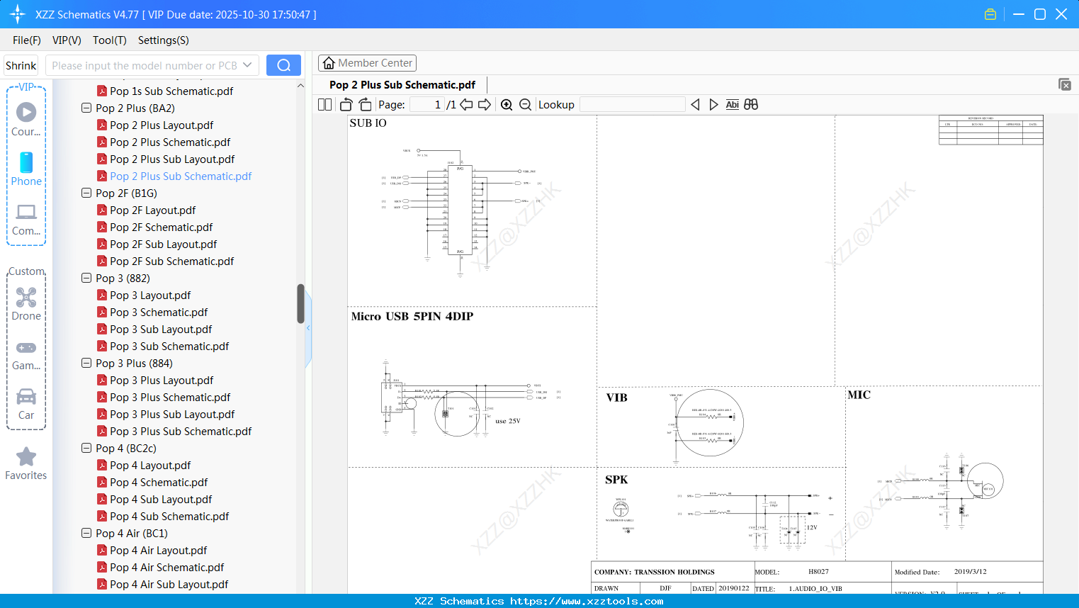 Tecno Pop 2 Plus Sub Schematic - XZZ Schematics