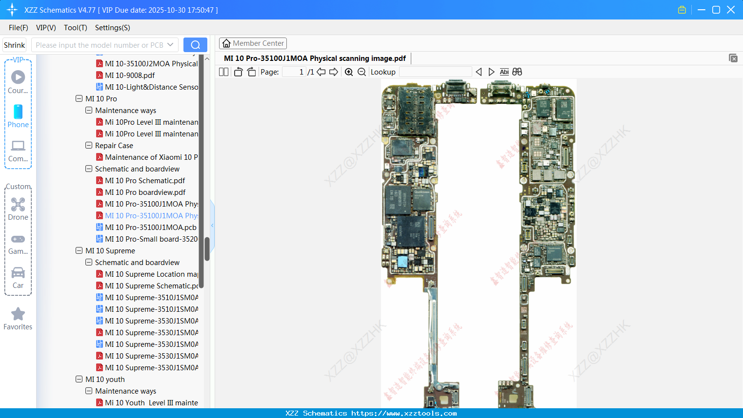 Xiaomi MI 10 Pro-35100J1MOA Physical Scanning Image - XZZ Schematics