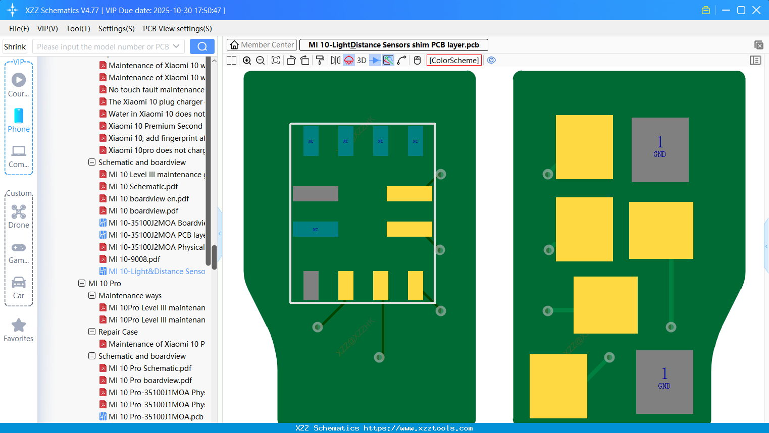 Xiaomi MI 10-Light&Distance Sensors Shim PCB Layer - XZZ Schematics