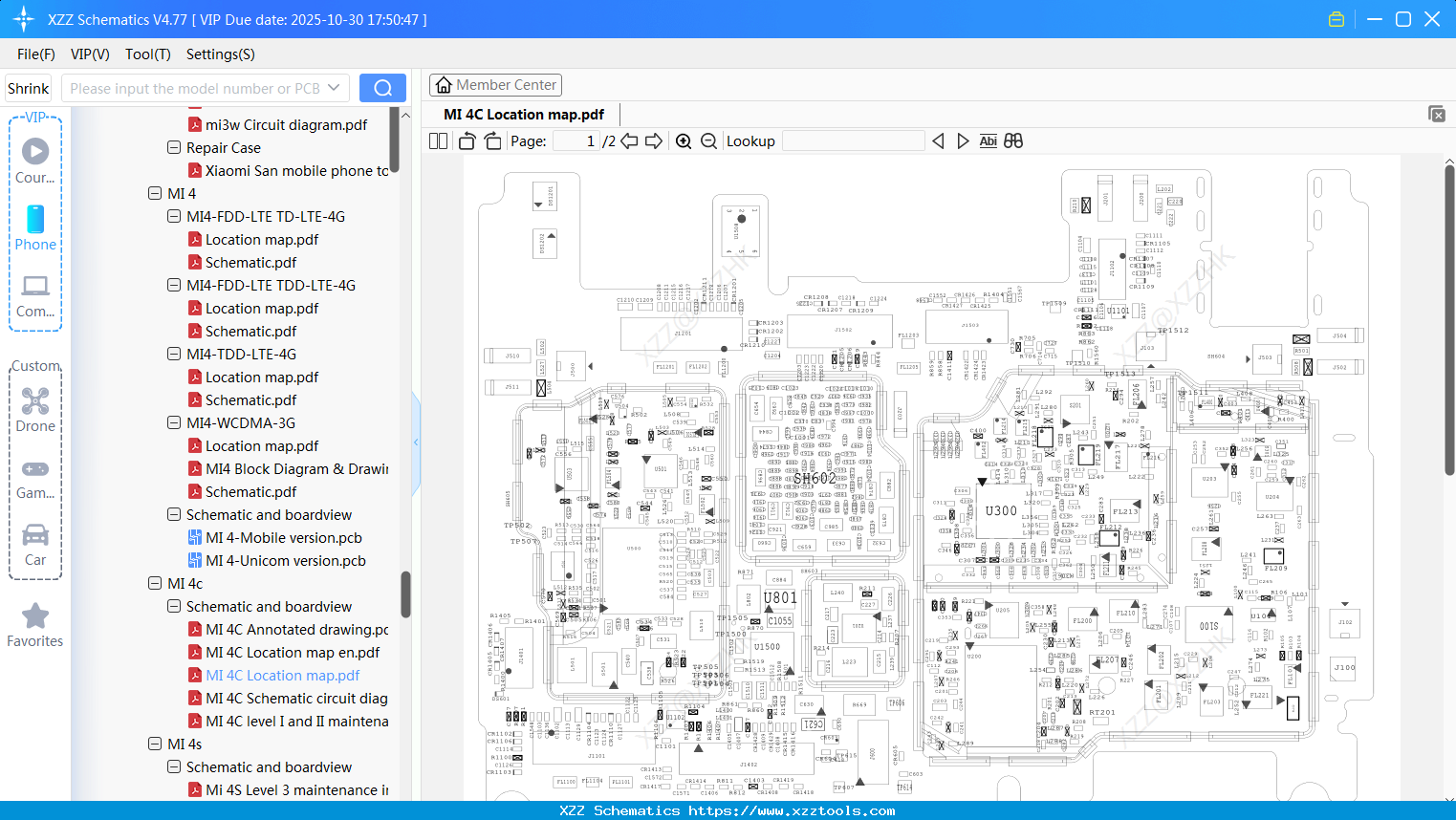 Xiaomi MI 4C Location Map - XZZ Schematics