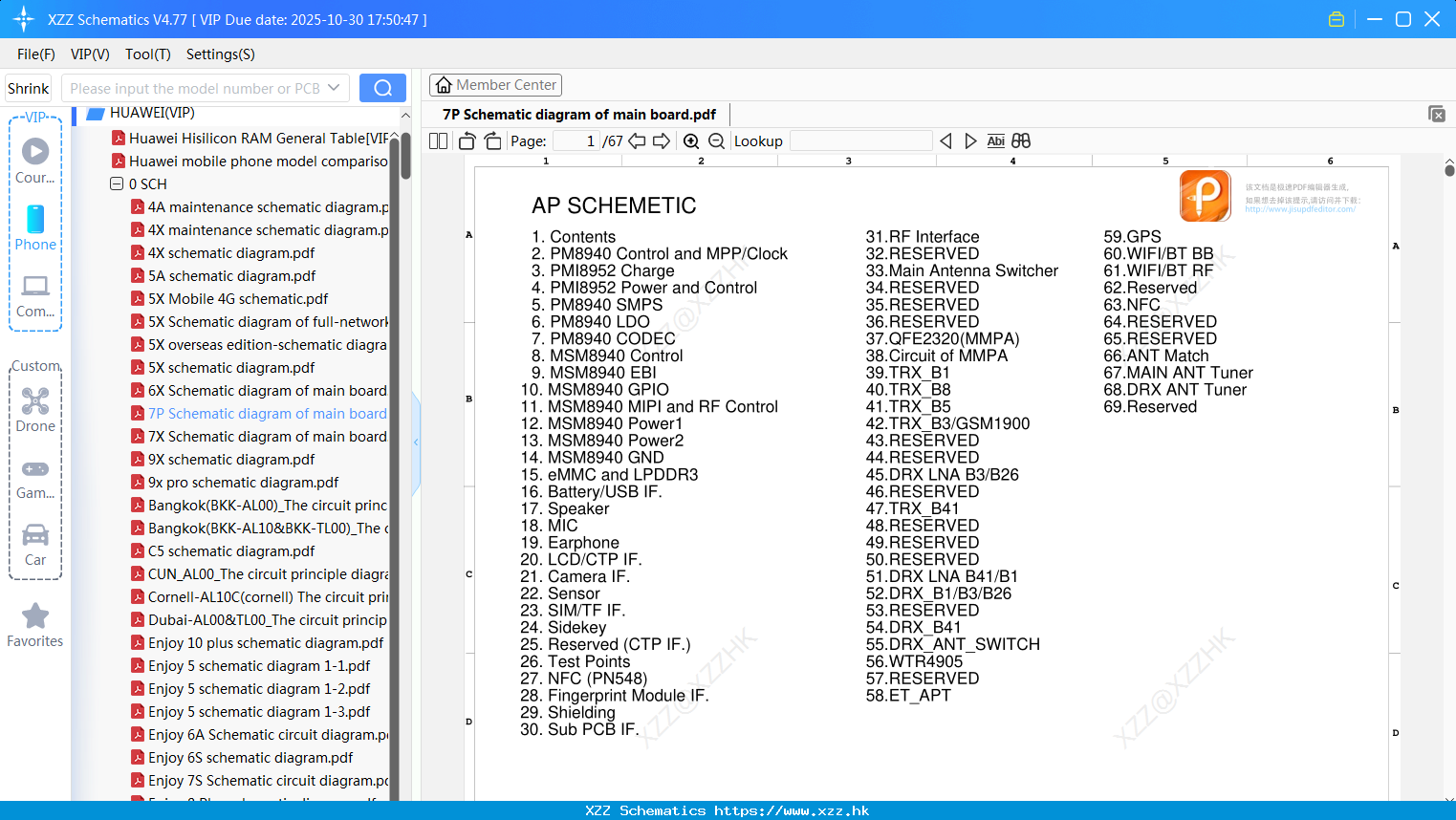 Huawei 7P Schematic Diagram Of Main Board - XZZ Schematics