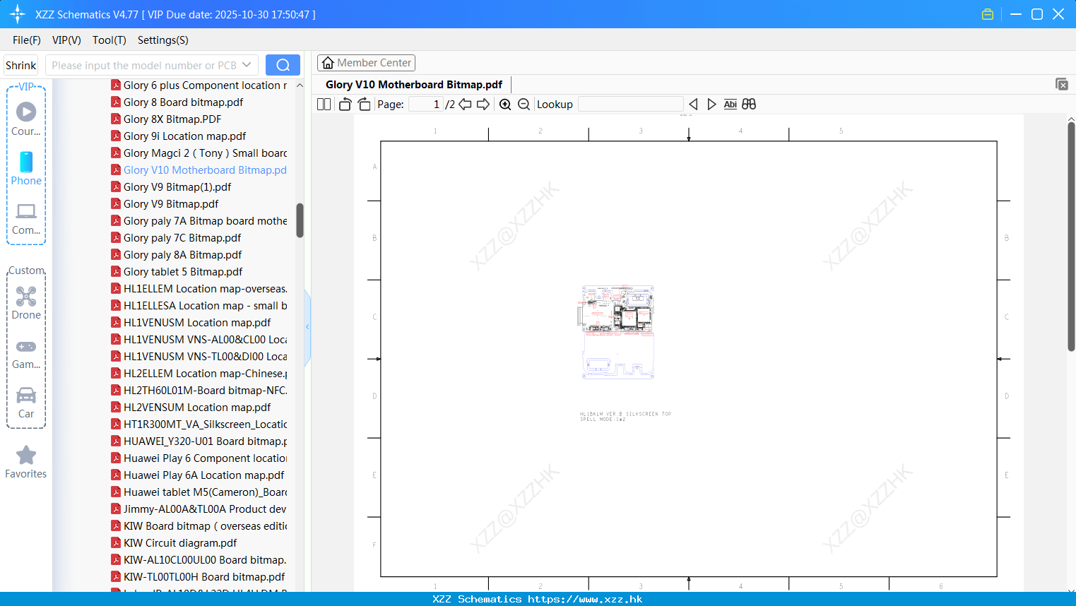 Huawei Glory V10 Motherboard Bitmap - XZZ Schematics