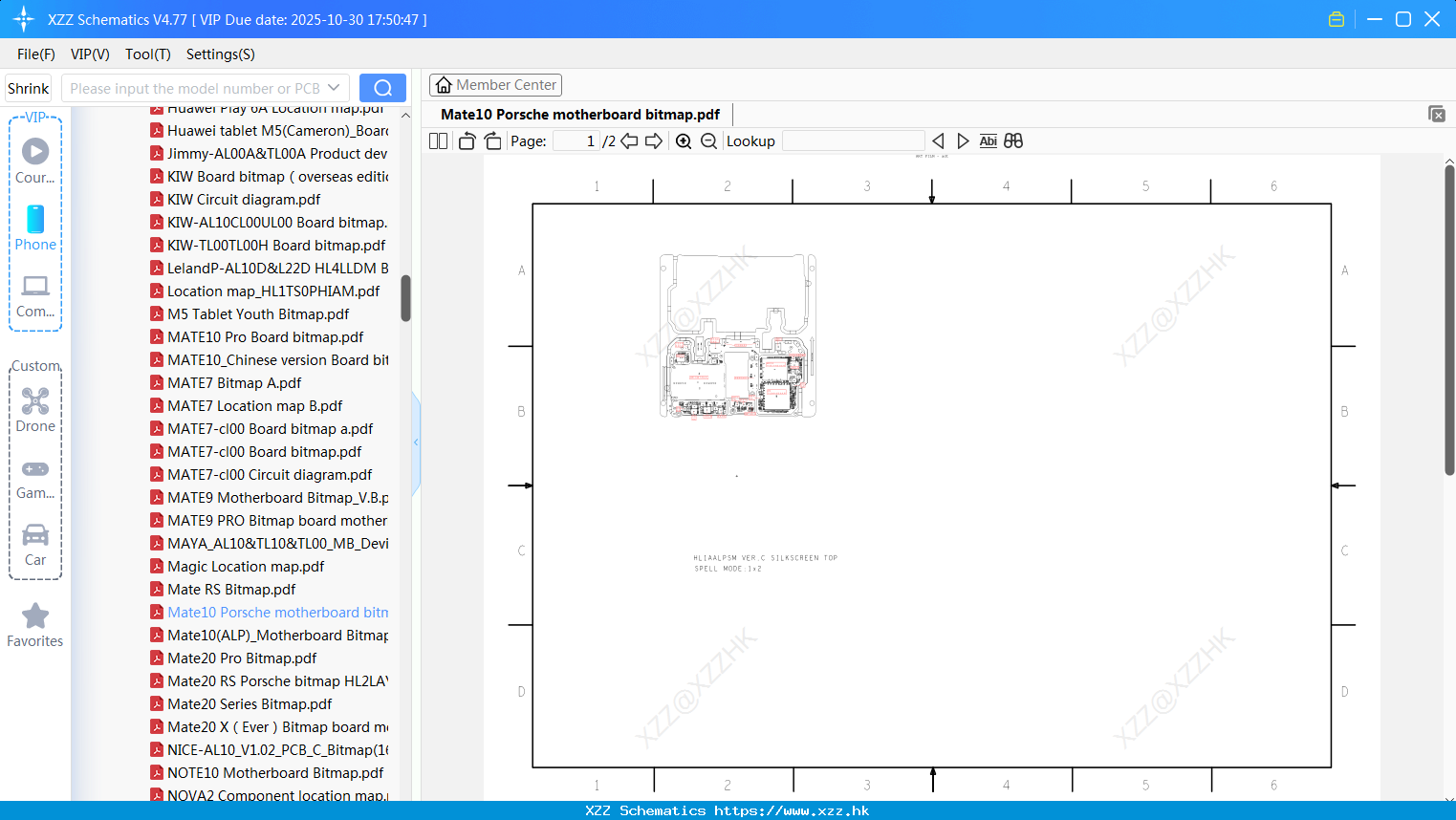 Huawei Mate10 Porsche Motherboard Bitmap - XZZ Schematics