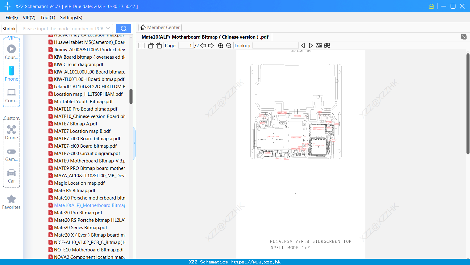 Huawei Mate10(ALP)_Motherboard Bitmap（Chinese Version） - XZZ Schematics
