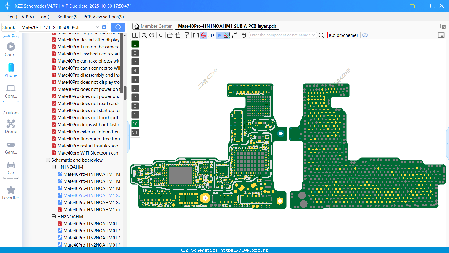 Huawei Mate40Pro-HN1NOAHM1 SUB A PCB Layer - XZZ Schematics