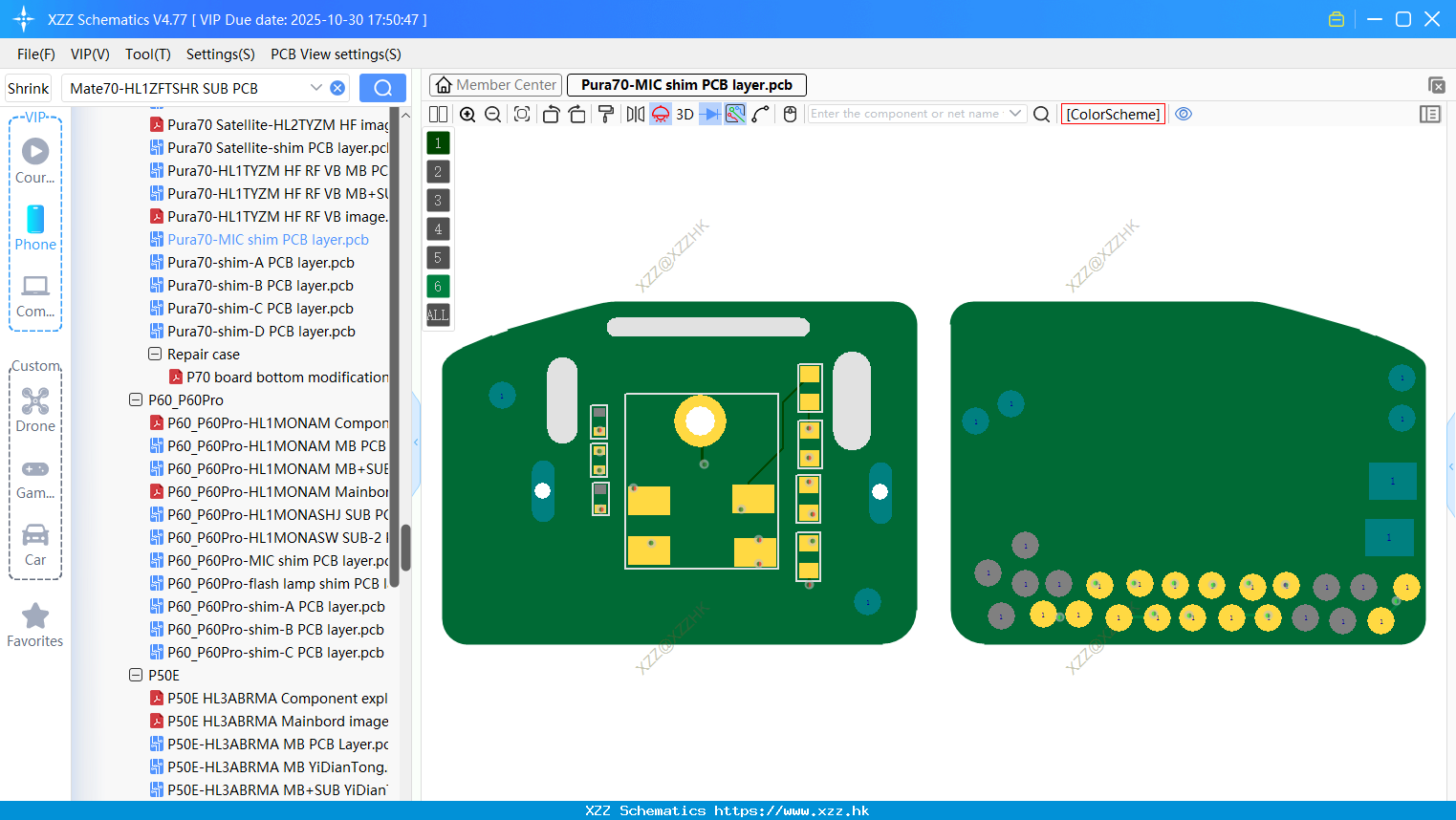 Huawei Pura70-MIC Shim PCB Layer - XZZ Schematics