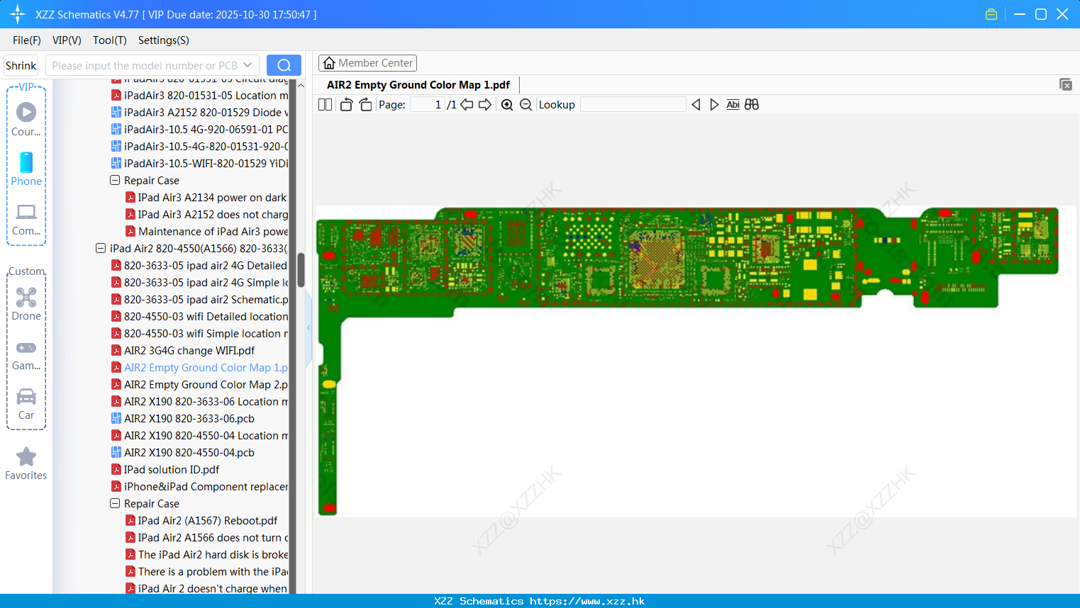 IPad AIR2 Empty Ground Color Map 1 - XZZ Schematics