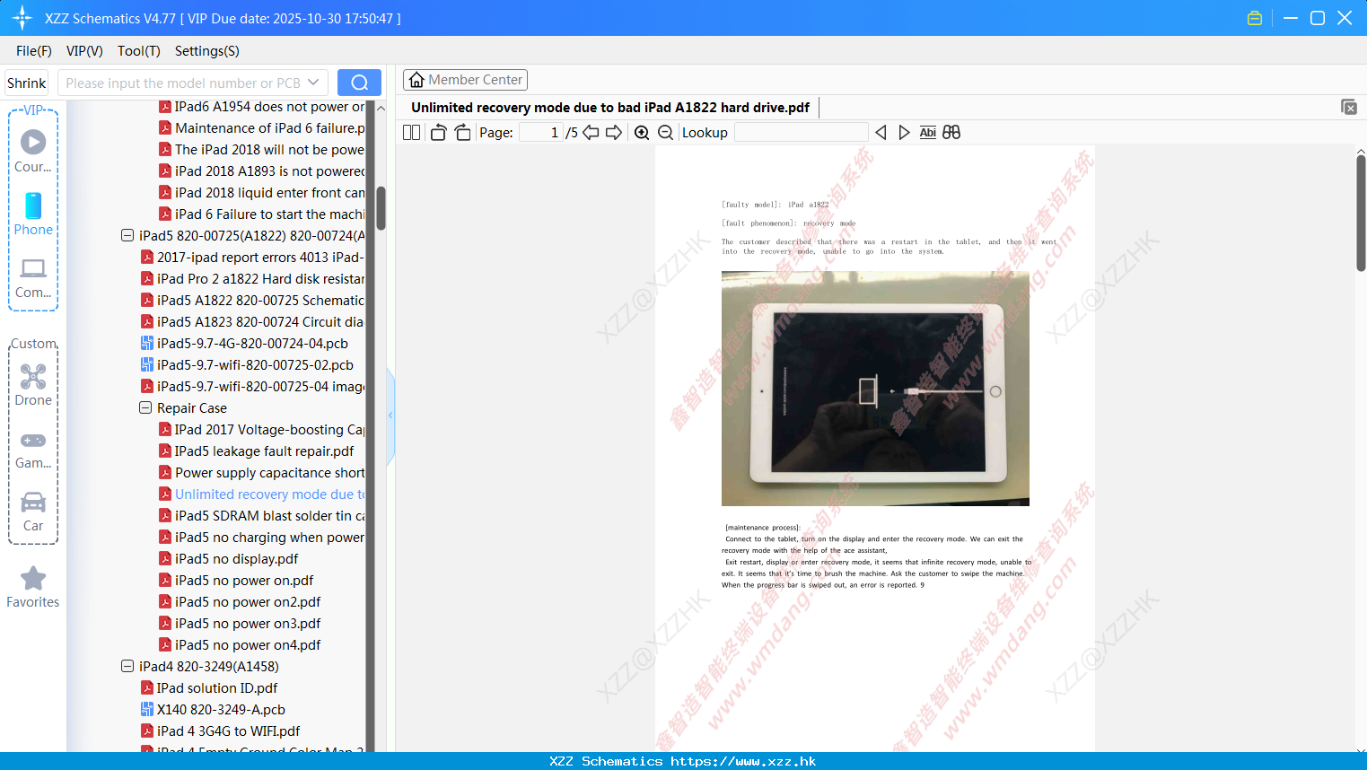 Unlimited Recovery Mode Due To Bad IPad A1822 Hard Drive - XZZ Schematics