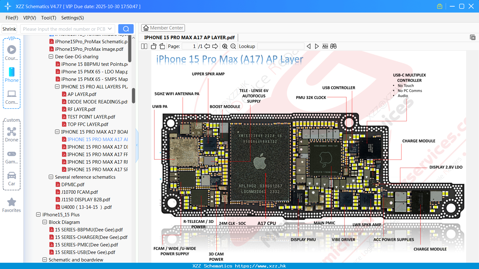 IPhone 15 PRO MAX A17 AP LAYER - XZZ Schematics