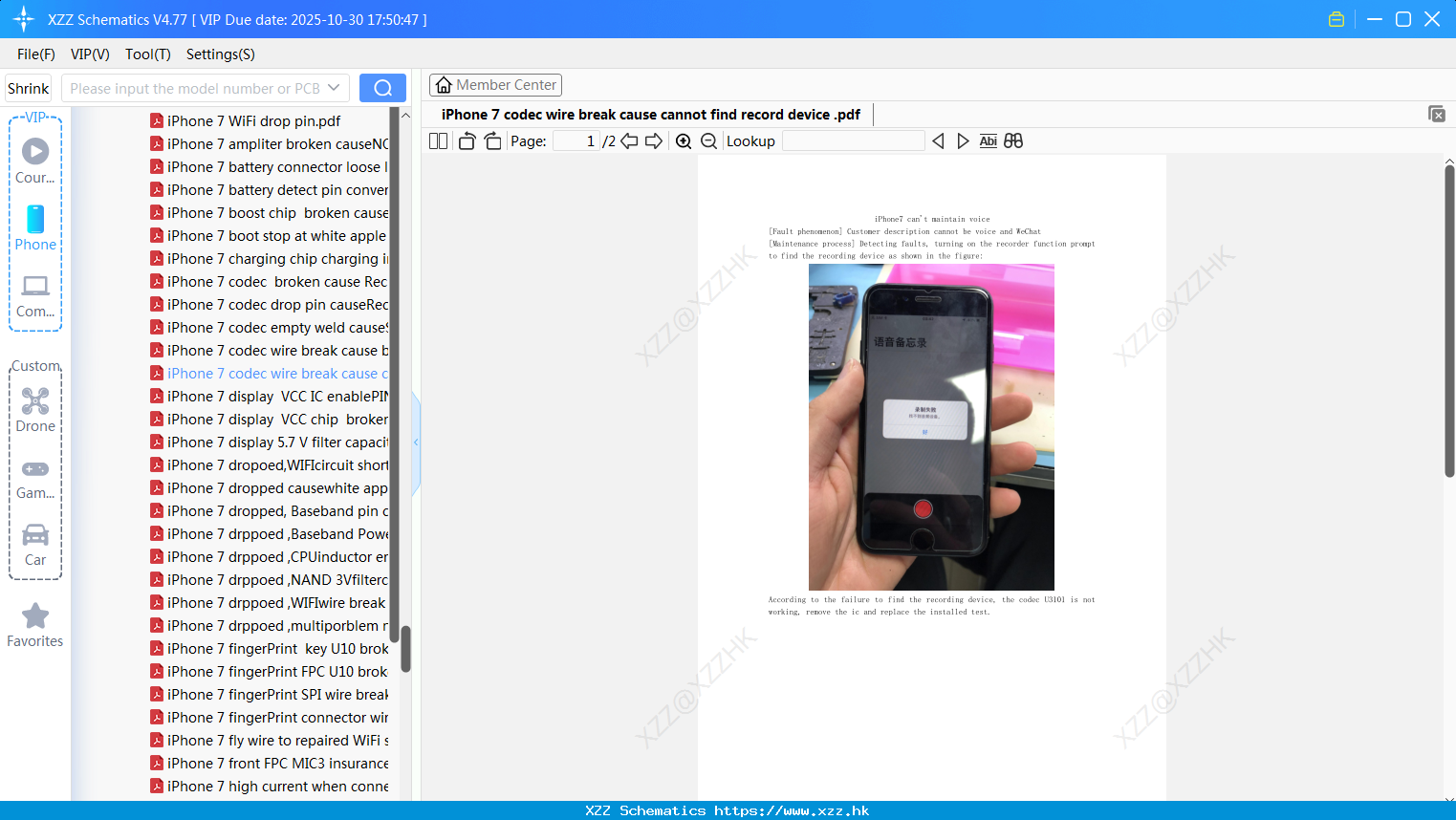 IPhone 7 Codec Wire Break Cause Cannot Find Record Device - XZZ Schematics