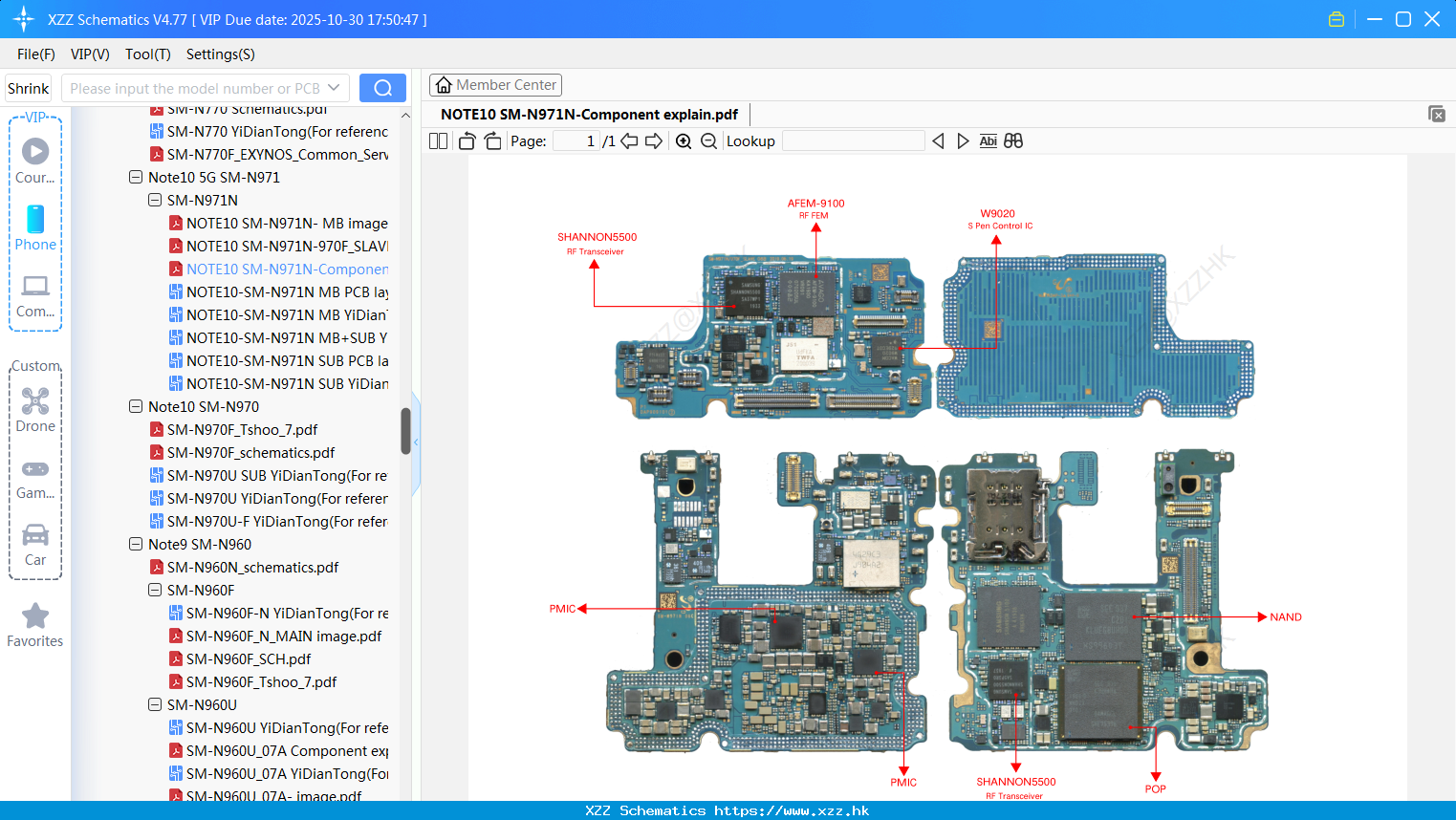Samsung NOTE10 SM-N971N-Component Explain - XZZ Schematics